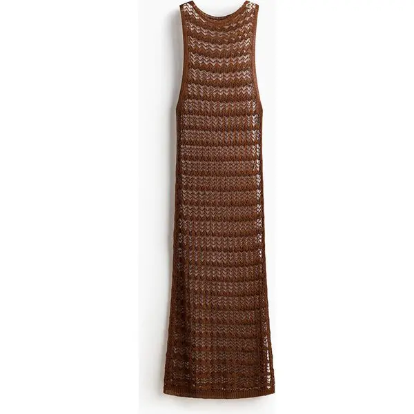 H&m Pointelle-knit Beach Maxi Dress - Brown