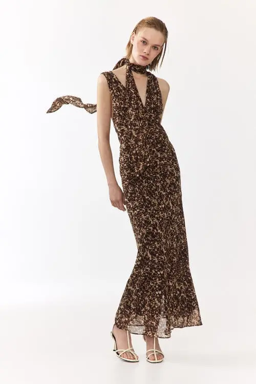 H&m Scarf-detail Chiffon Dress