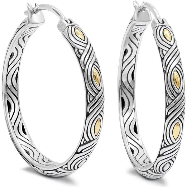 DEVATA 35mm Woven Hoop Earrings - Silver