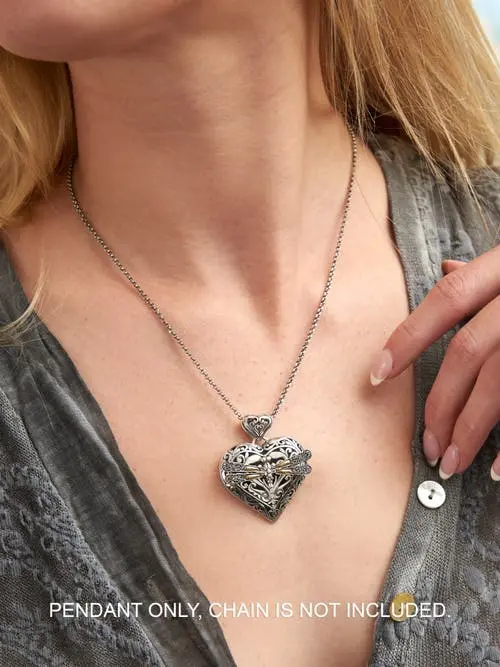 DEVATA Sterling And 18k Gold Dragonfly Heart Pendant