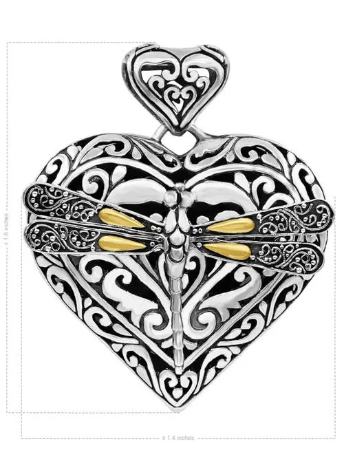 DEVATA Sterling And 18k Gold Dragonfly Heart Pendant