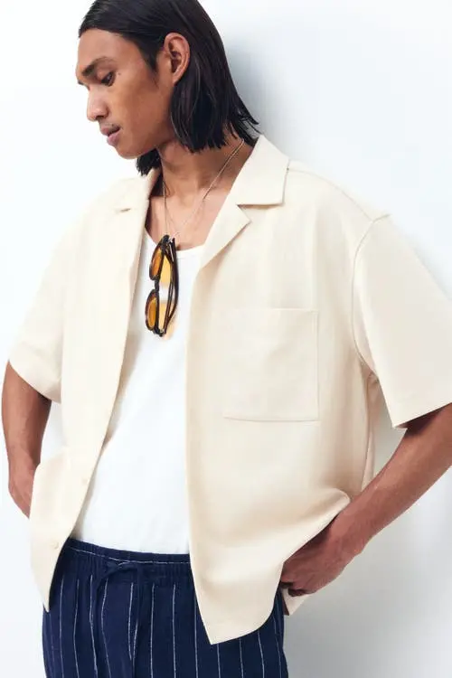 H&m Relaxed Fit Resort Shirt - Light Beige