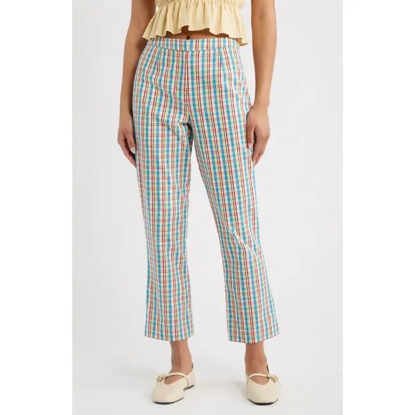 Faithfull The Brand Iria Check Cotton & Linen Capri Pants - Sofia Check