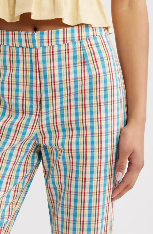 Faithfull The Brand Iria Check Cotton & Linen Capri Pants