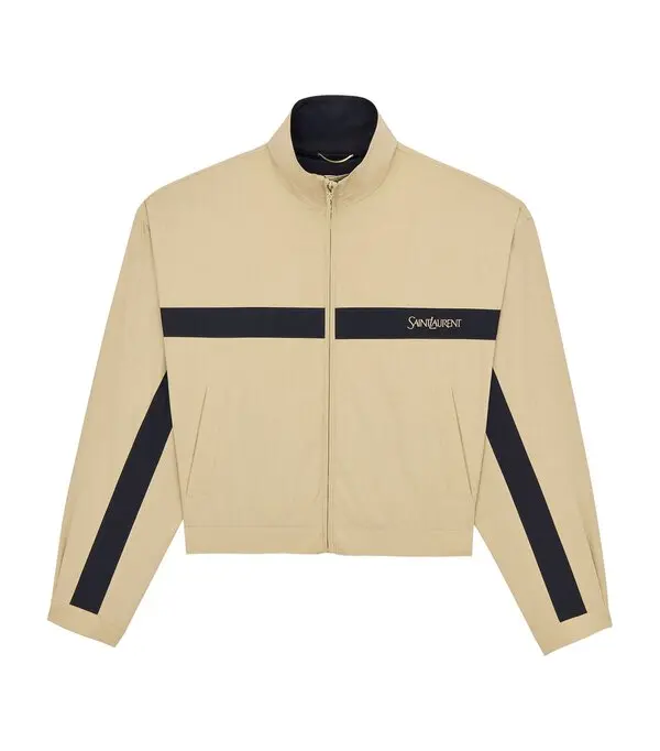 Saint Laurent Cotton Logo Windbreaker Jacket - Grey