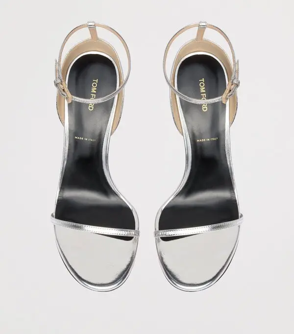 TOM FORD Metallic Leather Heeled Sandals - Silver