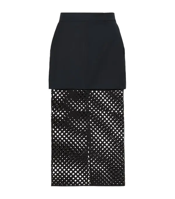 Max Mara Woven Midi Skirt - Navy