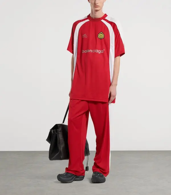 Balenciaga Contrast Panel Sports T-shirt - Red