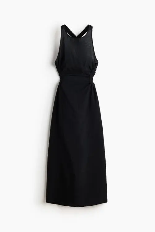 H&m Open-back Maxi Dress - Black