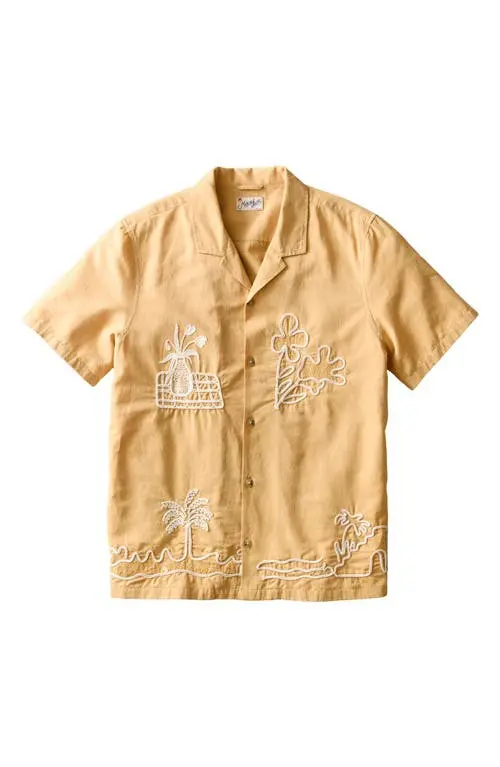 Marine Layer Embroidered Cotton & Linen Resort Shirt
