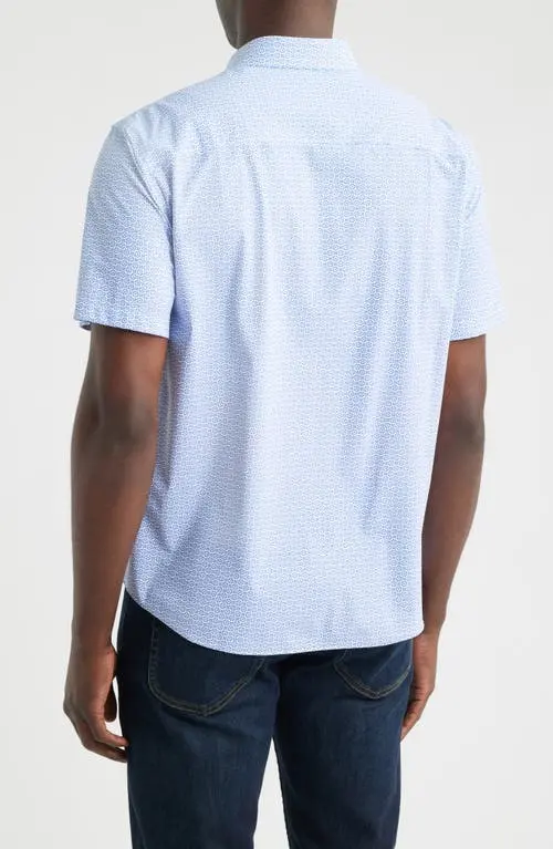 Johnston & Murphy Xc+™ Motion Microprint Short Sleeve Performance Knit Button-up Shirt