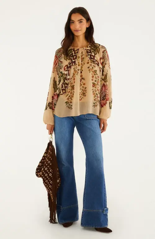 Farm Rio Floral Cascade Long Sleeve Top