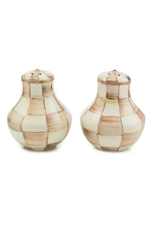 MACKENZIE-CHILDS Check Salt & Pepper Shaker Set - Mocha