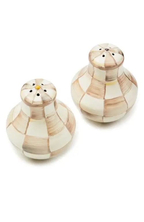 MACKENZIE-CHILDS Check Salt & Pepper Shaker Set - Mocha