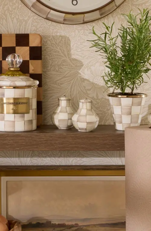 MACKENZIE-CHILDS Check Salt & Pepper Shaker Set - Mocha