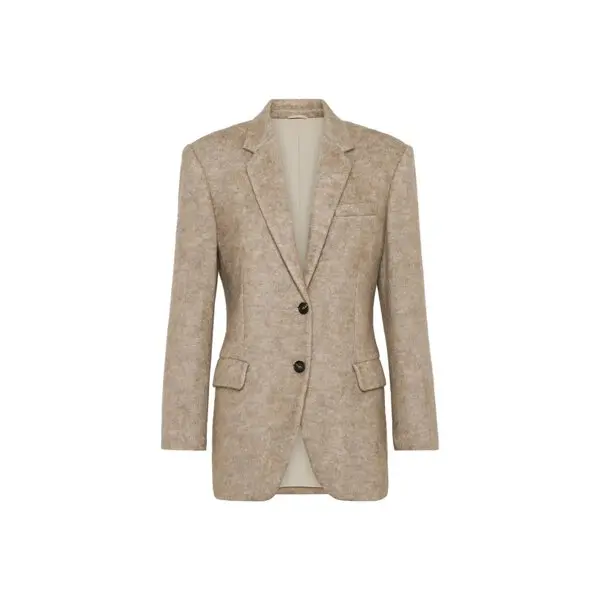 Brunello Cucinelli Monili-embellished Single-breasted Blazer - Cream
