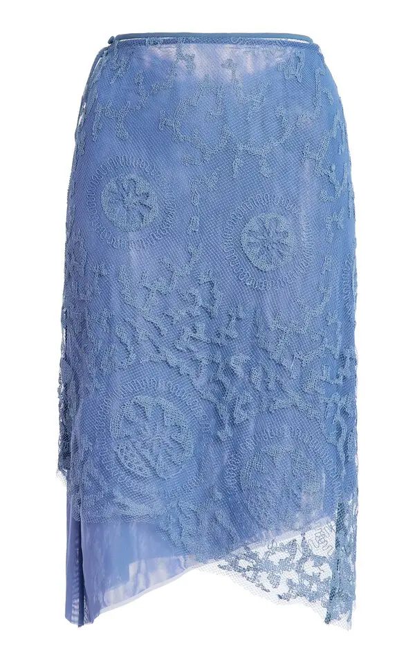 SIR. Leif Lace Midi Skirt - Blue