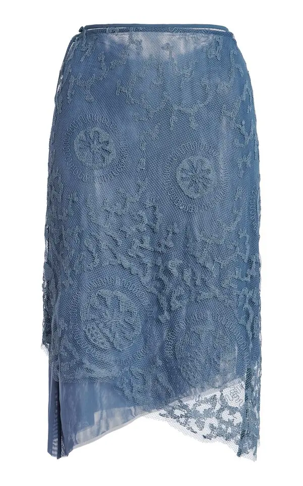 SIR. Leif Lace Midi Skirt - Blue