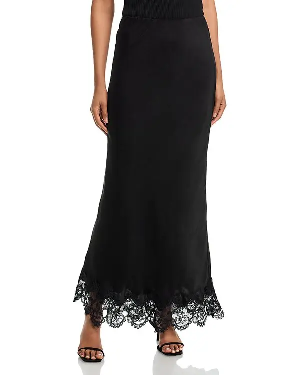 Bardot Elisan Lace Satin Maxi Skirt - Black