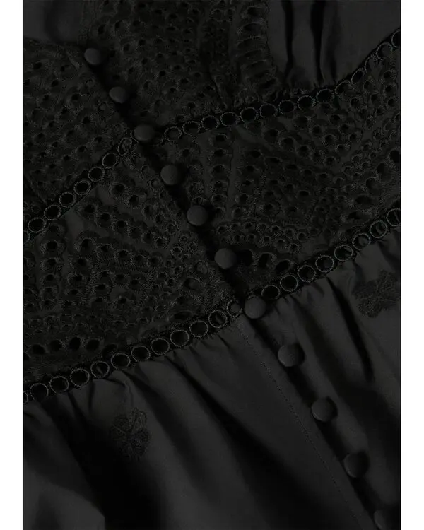 Whistles Cotton Broderie V Neck Blouse