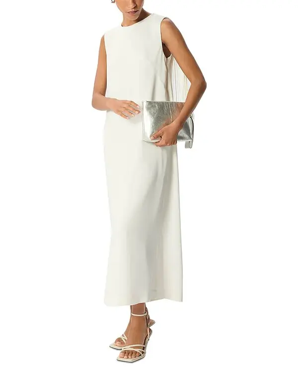 Whistles Fringe Back Midi Dress - Ivory