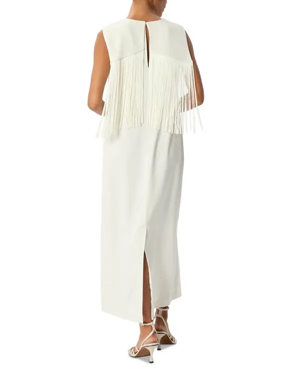 Whistles Sleeveless Fringe Back Midi Dress