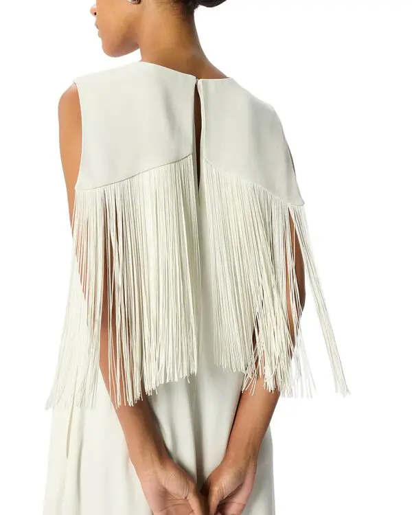 Whistles Sleeveless Fringe Back Midi Dress