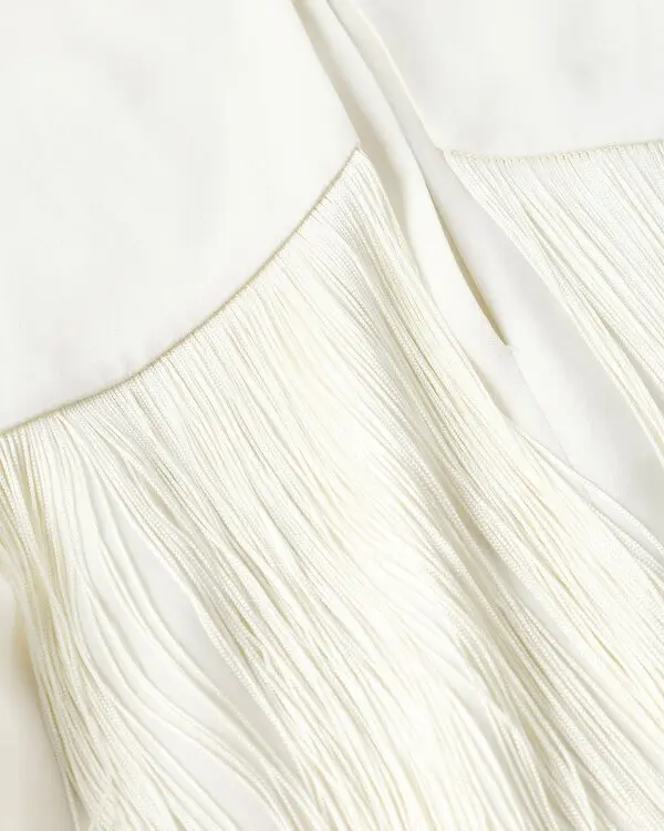 Whistles Sleeveless Fringe Back Midi Dress