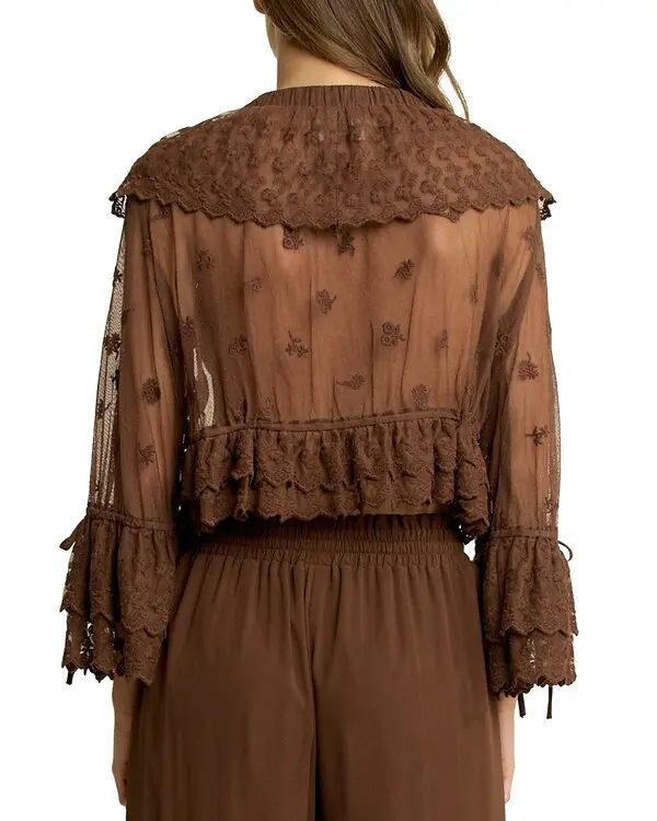 ELEVATOR DISCO Eleveator Disco Eleanor Ruffle Tie Front Top