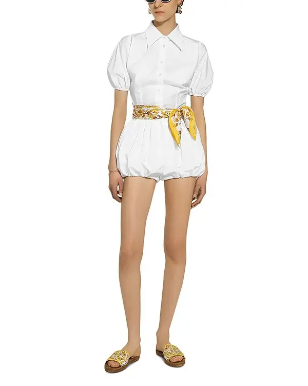 Dolce & Gabbana Cotton Poplin Puff Sleeve Shirt - White
