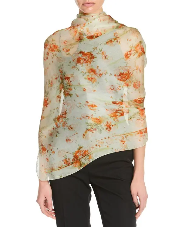 Alexander McQueen Floral Silk Chiffon Scarf