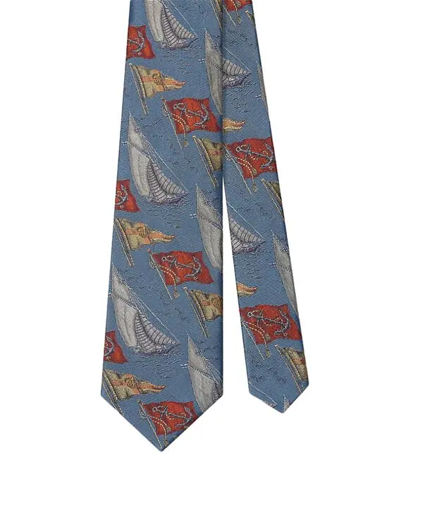 Robert Talbott Boat Flags Neck Tie - Blue