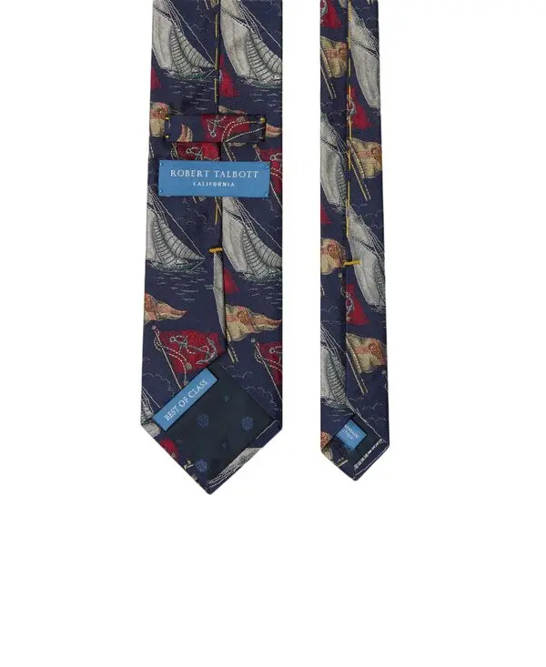 Robert Talbott Boat Flags Neck Tie - Navy