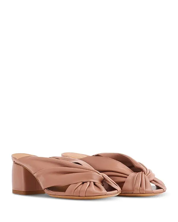 FORTE_FORTE Crossover Leather Block Heel Sandals - Mousse