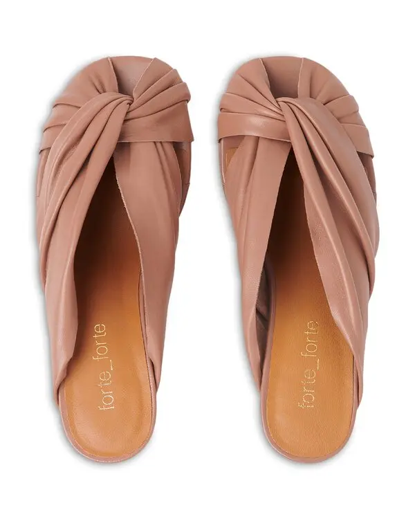 FORTE_FORTE Crossover Leather Block Heel Sandals