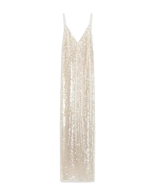 FORTE_FORTE Sequined Slip Dress - Crystal