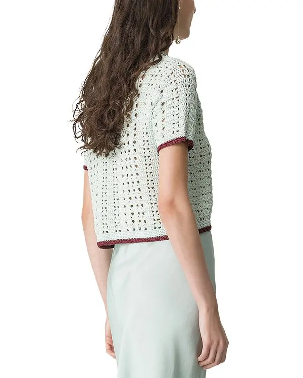 FORTE_FORTE Cable Luxe Crocheted Polo Shirt