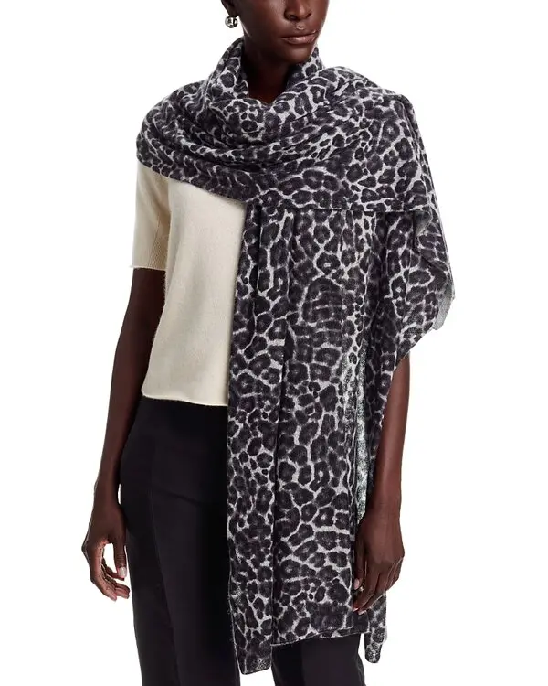 Bloomingdale'S Animal Travel Cashmere Wrap, Exclusive - Grey