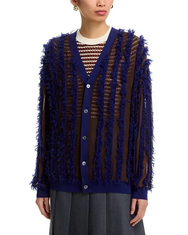 ZANKOV Fringe Cardigan - Midnight/espresso