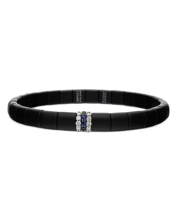 DEMEGLIO 18k White Gold Diamond And Blue Sapphire Beaded Bracelet - Black