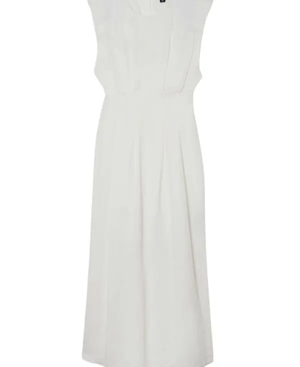 Karen Millen Linen Blend Pin Tucked Midi Dress