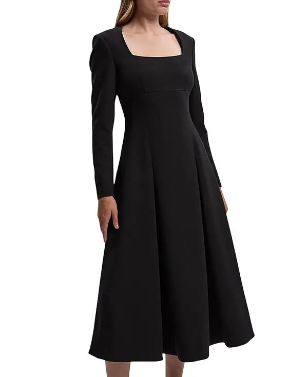 Karen Millen Stretch Sweetheart Neck Midi Dress - Black