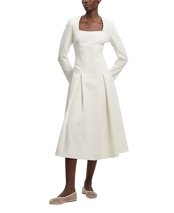 Karen Millen Stretch Sweetheart Neck Midi Dress - Ivory