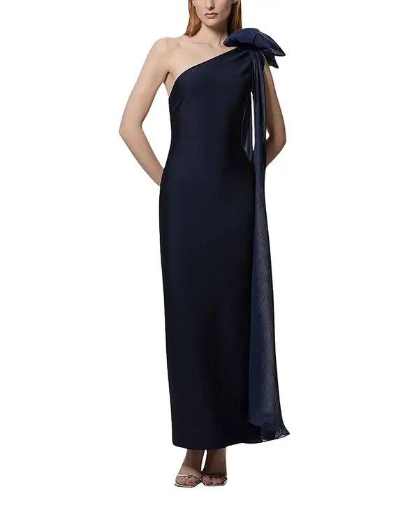 Karen Millen Shoulder Bow Cape Detail Maxi Dress - Navy