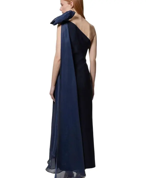 Karen Millen Shoulder Bow Cape Detail Maxi Dress - Navy