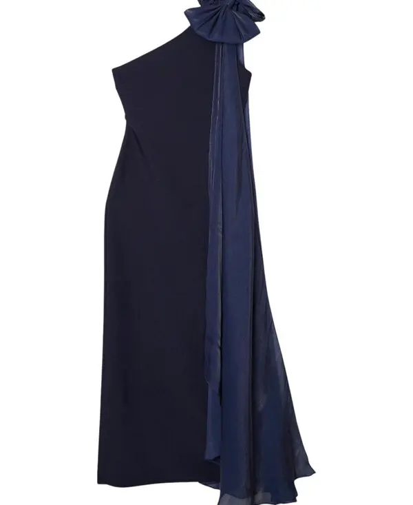 Karen Millen Shoulder Bow Cape Detail Maxi Dress - Navy