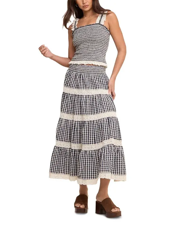 NOBODY'S CHILD Gingham Lace Top