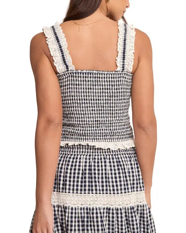NOBODY'S CHILD Gingham Lace Top