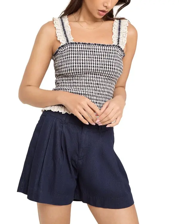 NOBODY'S CHILD Gingham Lace Top