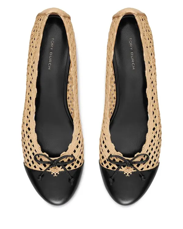 Tory Burch Cap Toe Ballet Flats - Natural